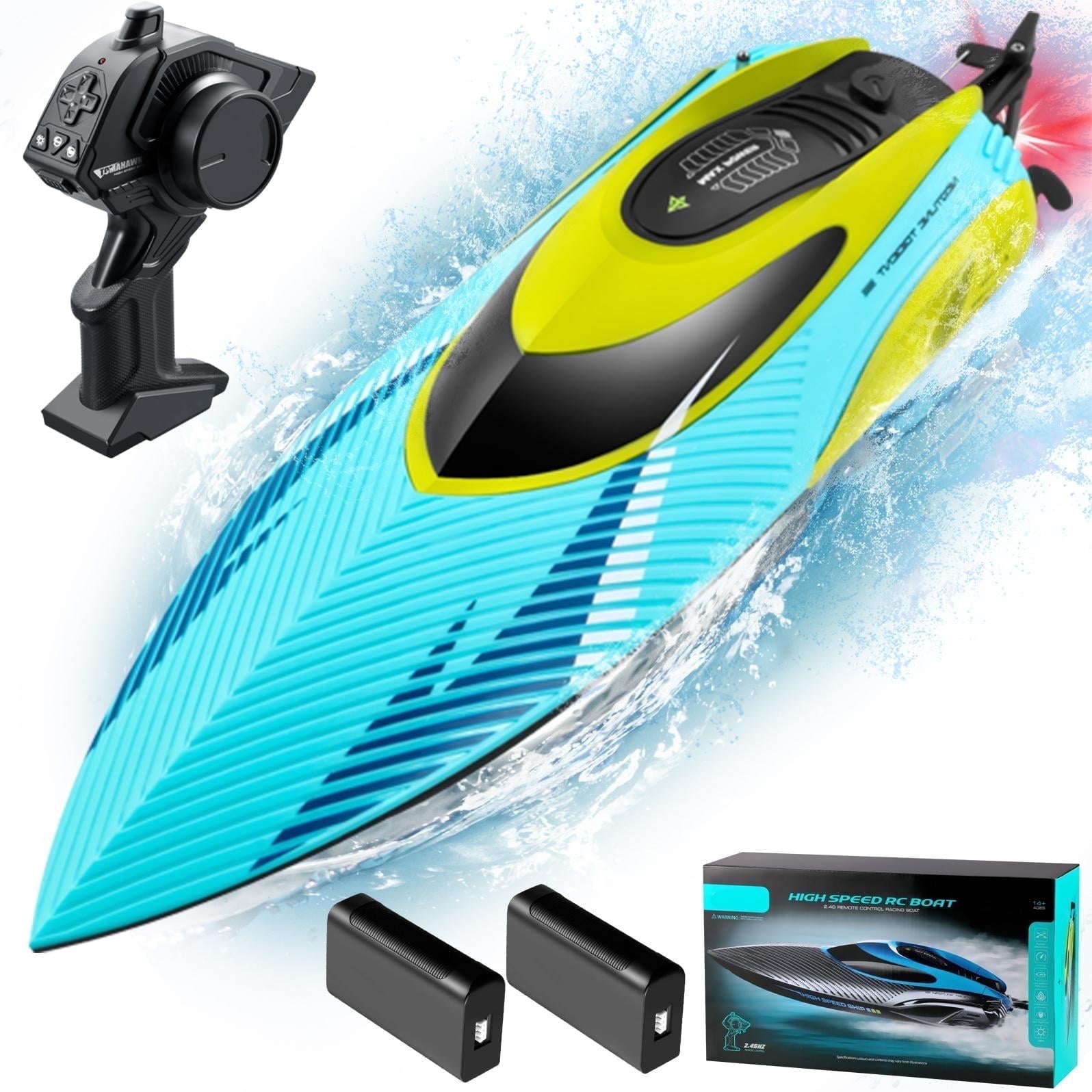 Ldyso 28 MPH RC Boat for Pool and Lakes, High-Speed Racing, LED Lights ...