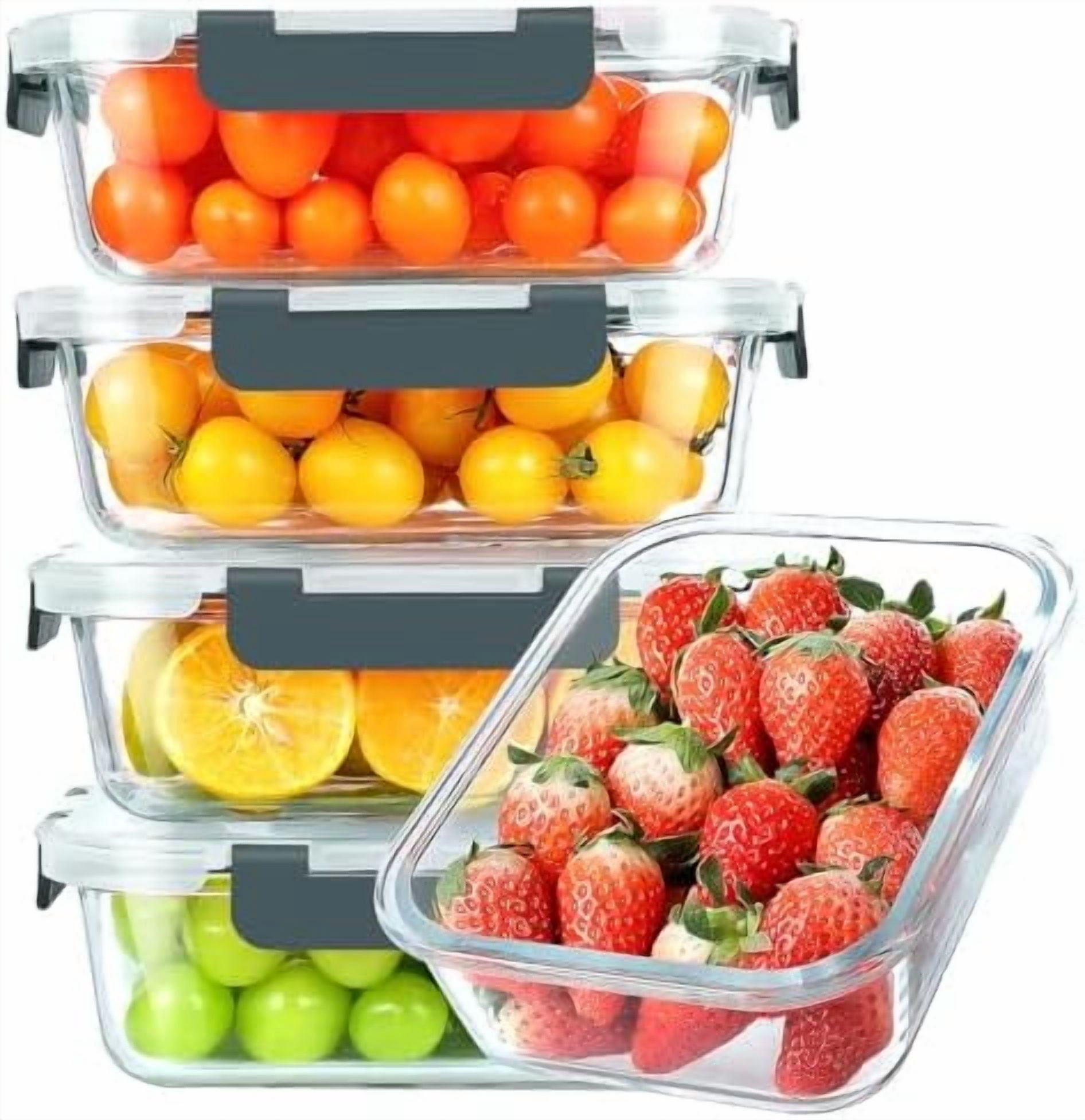 30 oz 5 Pack Glass Meal Prep Containers, Glass Storage Containers with ...