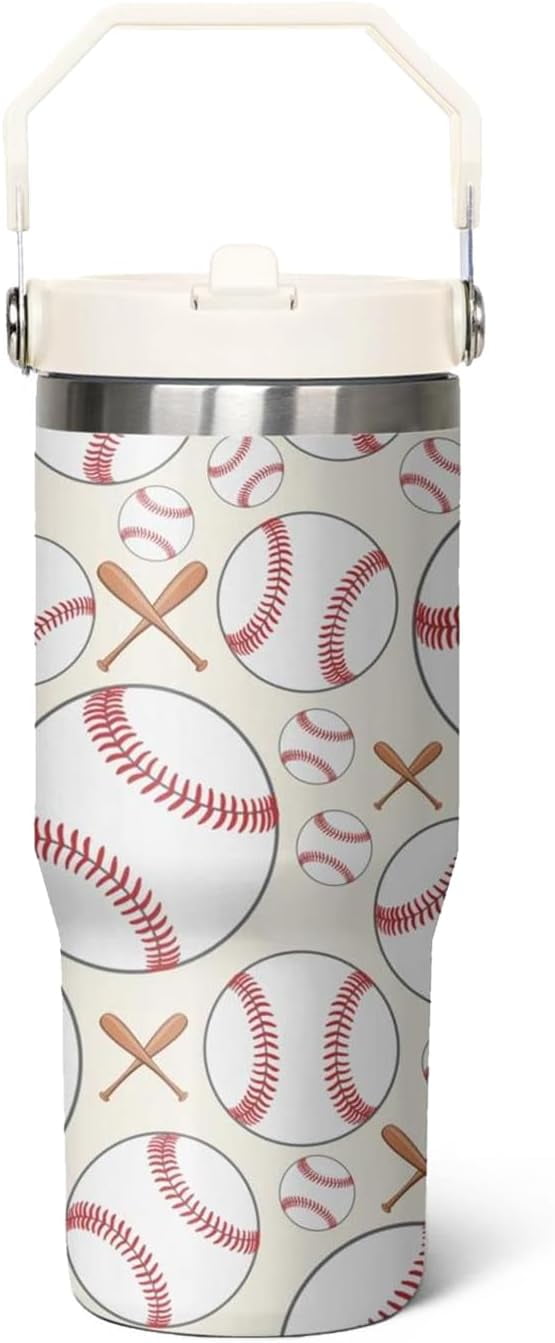 30 oz Baseball Coffee Mug Cup Vacuum Insulated Travel Tumbler with ...