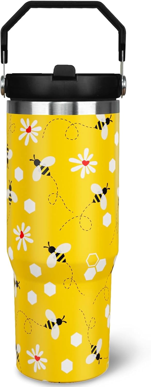 30 oz Bee Tumbler with Handle Gifts for Bee Lover 30oz Stainless Steel ...