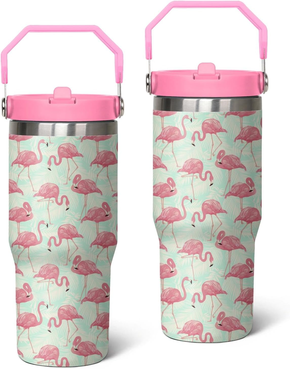 30 oz Flamingo Tumbler with Handle, Large Insulated Tumbler with Flip ...