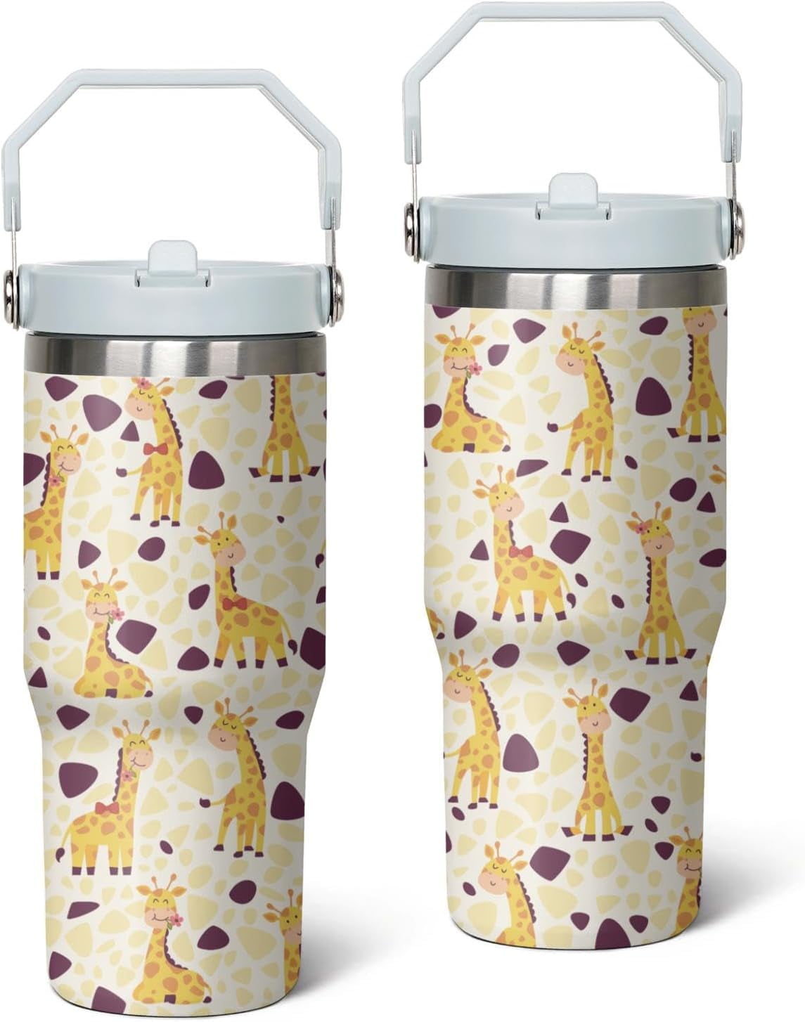 30 oz Giraffe Tumbler with lid and Iceflow Flip Straw, Giraffe ...