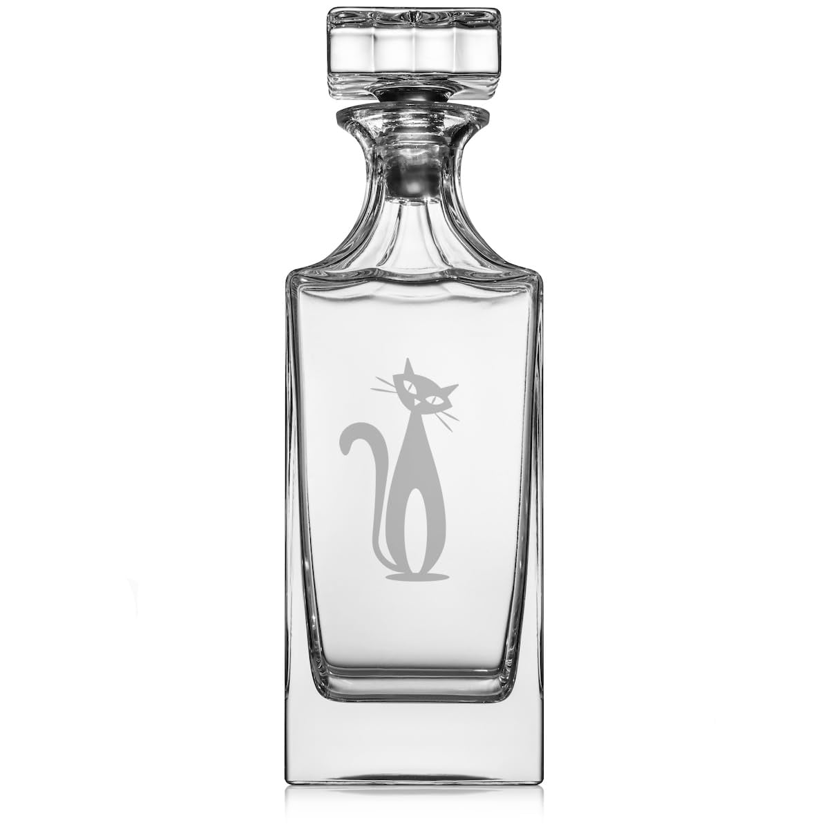 30 oz Glass Whiskey Decanter with Glass Stopper Gift Atomic Cat Mid ...