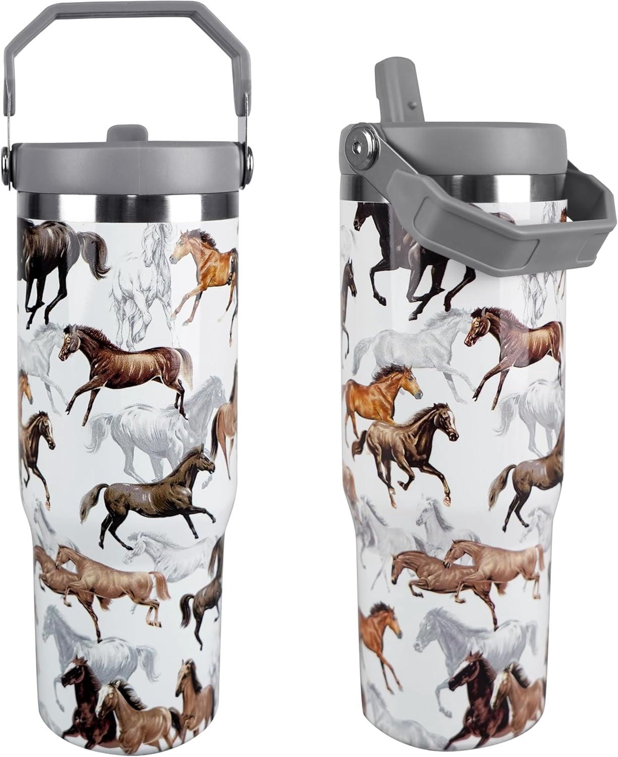 30 oz Horse Tumbler with Straw Handle, Vintage Gifts for Women Men ...