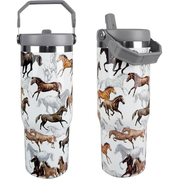 30 oz Horse Tumbler with Straw Handle, Vintage Gifts for Women Men ...