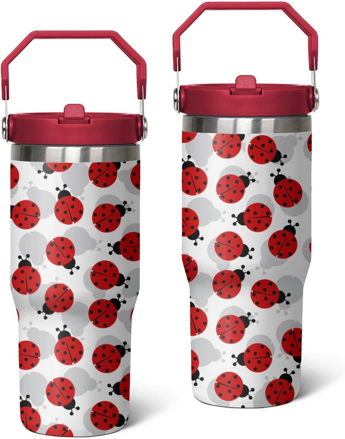 30 oz Ladybug Tumbler with Handle, Large Insulated Tumbler with Flip ...
