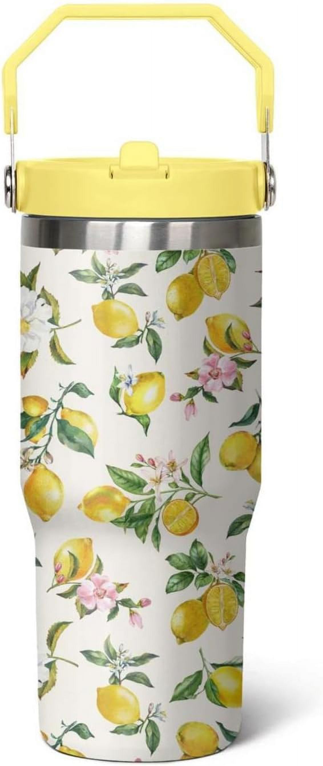 30 oz Lemon Flip Tumbler with lid and Straw, Lemon Gifts for Women ...