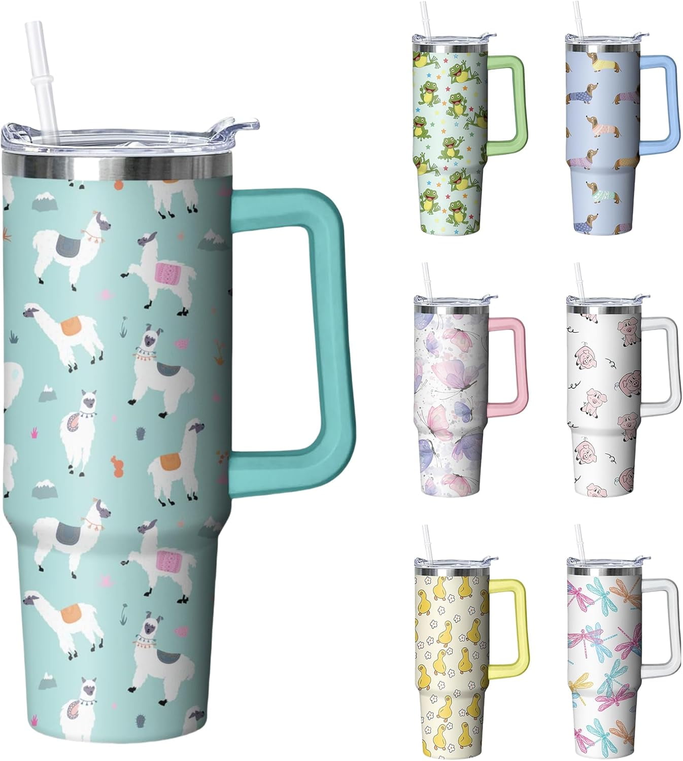 30 oz Llama Tumbler with Handle and Straw, Alpaca Insulated Stainless ...