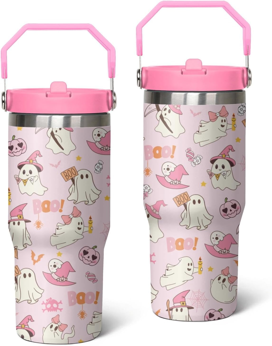 30 oz Pink Boo tumbler with handle - Walmart.com