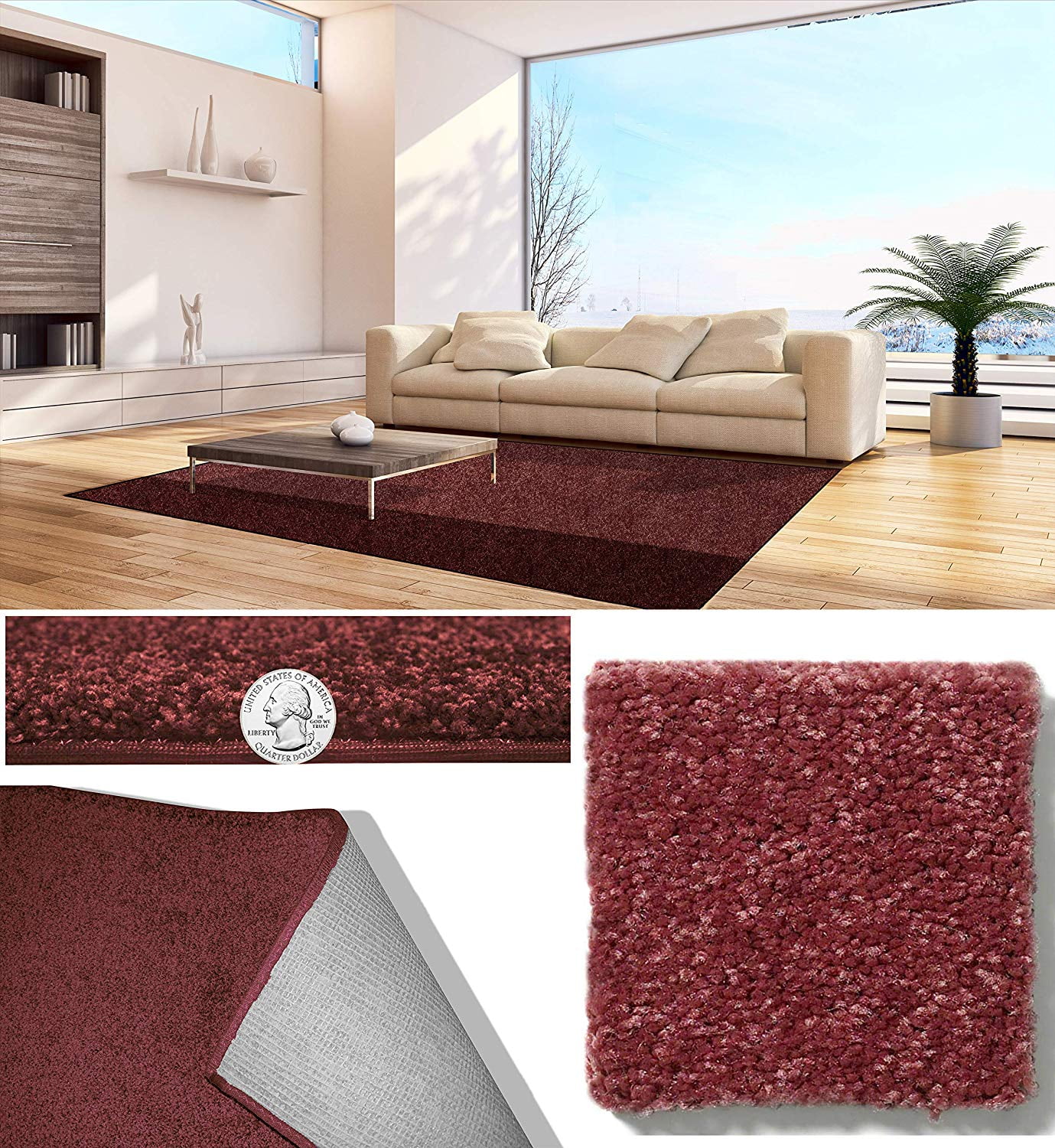 30 oz Soft and Cozy Area Rugs 1/2" Thick Cut Pile Polyester Material ...