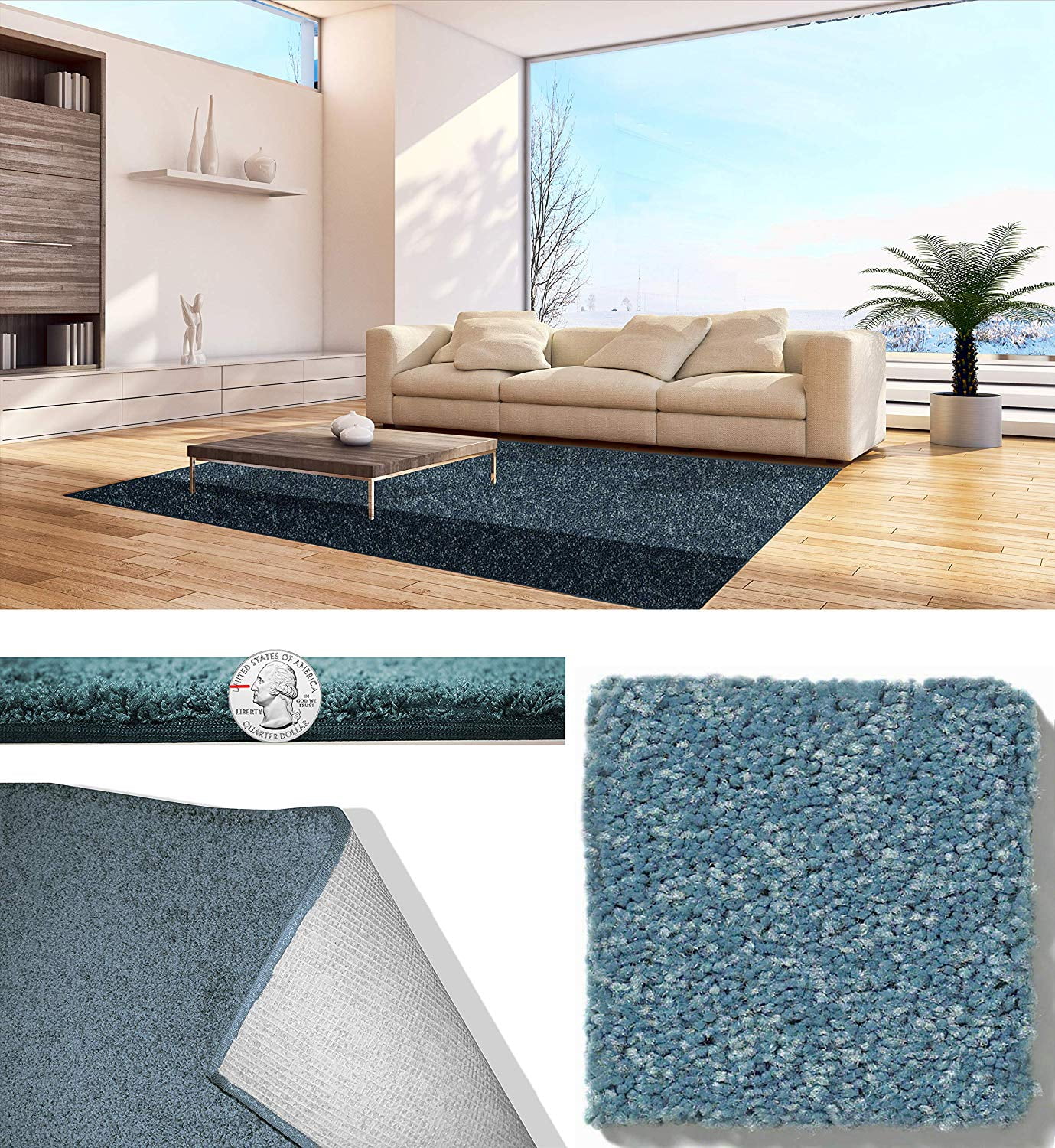 30 oz Soft and Cozy Area Rugs 1/2" Thick Cut Pile Polyester Material ...