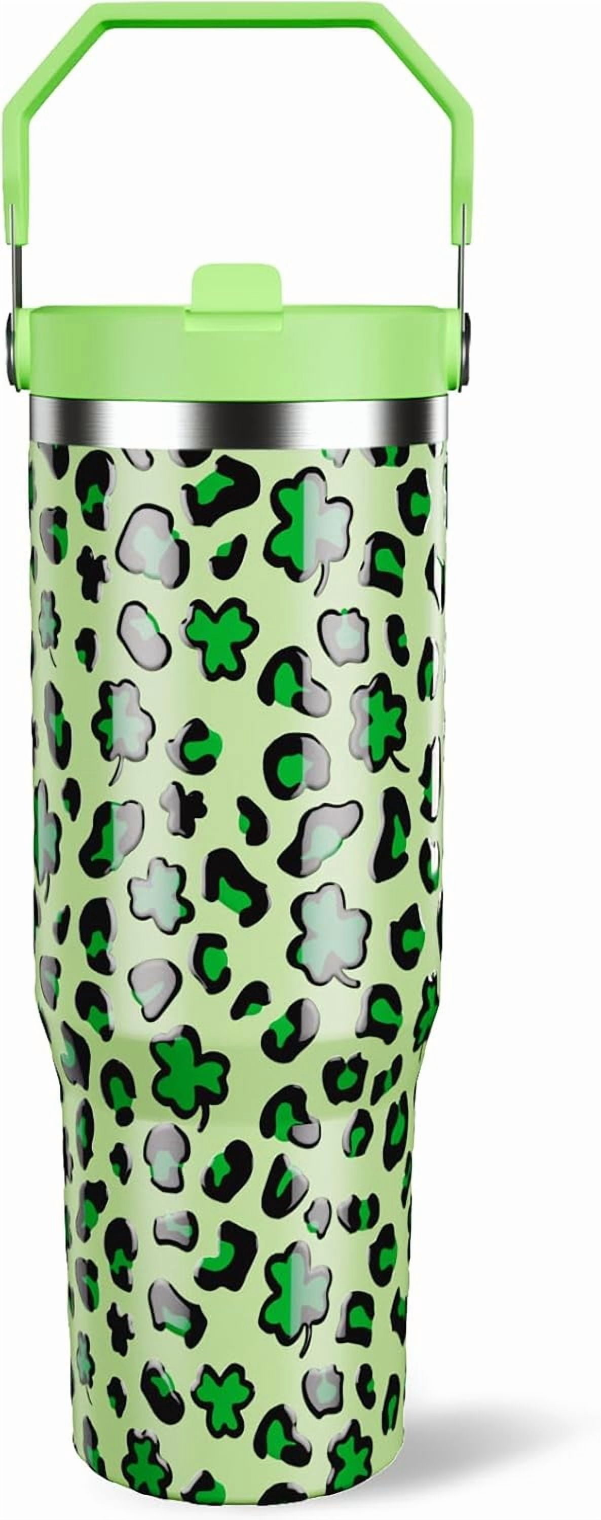 30 oz St Patricks Day Tumbler with Lid and Straw, Green Shamrock ...