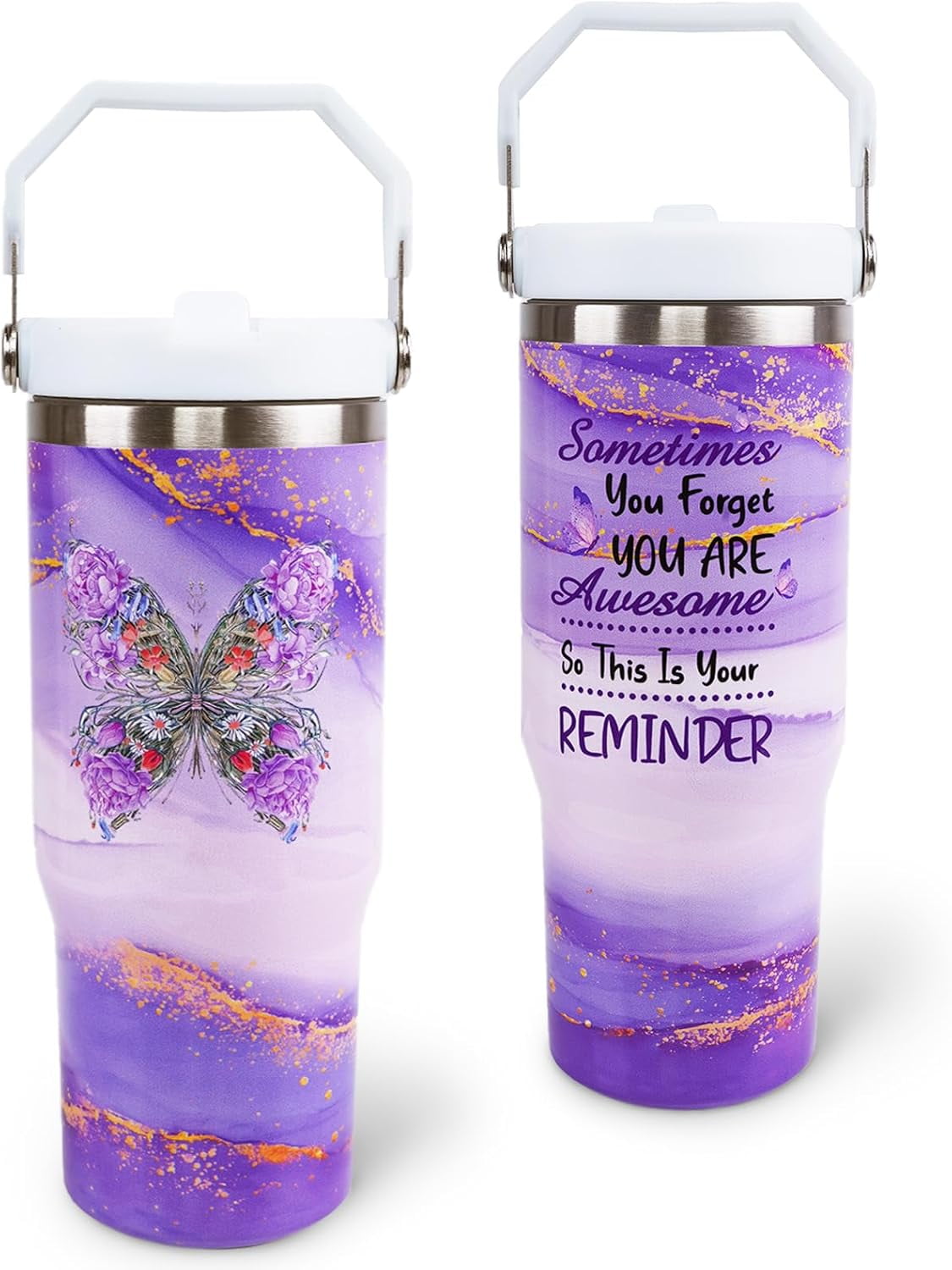 30 oz Tumbler with Handle Flip Straw Leak Proof - You''re Awesome ...