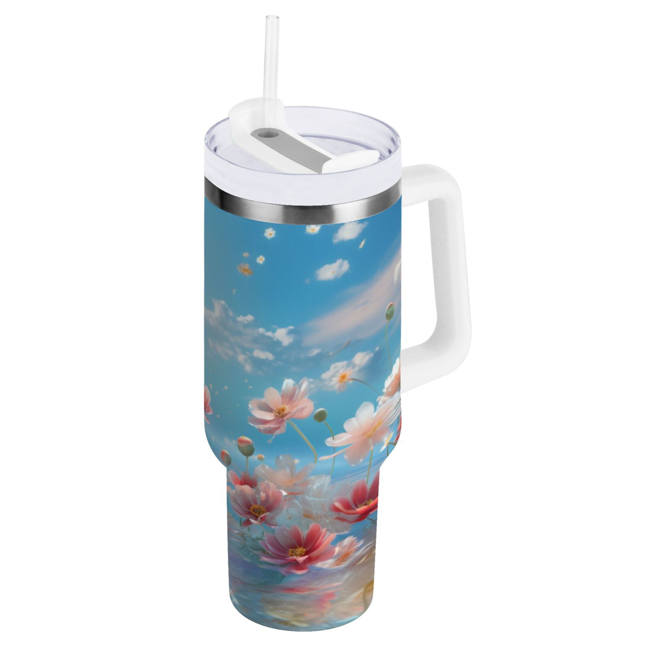 30 oz Tumbler with Handle and Straw Lid Vacuum Insulated Cup Leak-Proof ...
