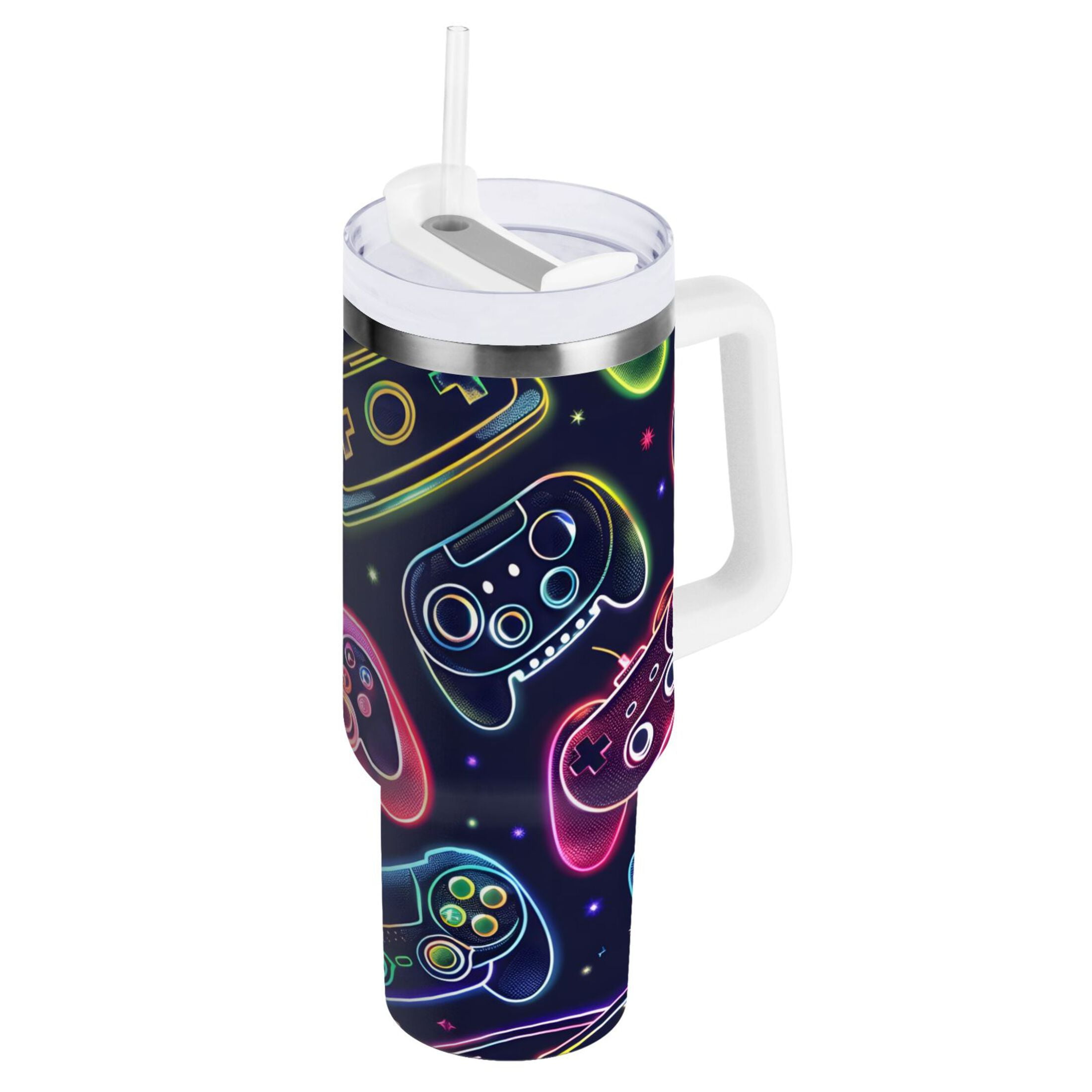 30 oz Tumbler with Handle and Straw Lid Vacuum Insulated Cup Leak-Proof ...