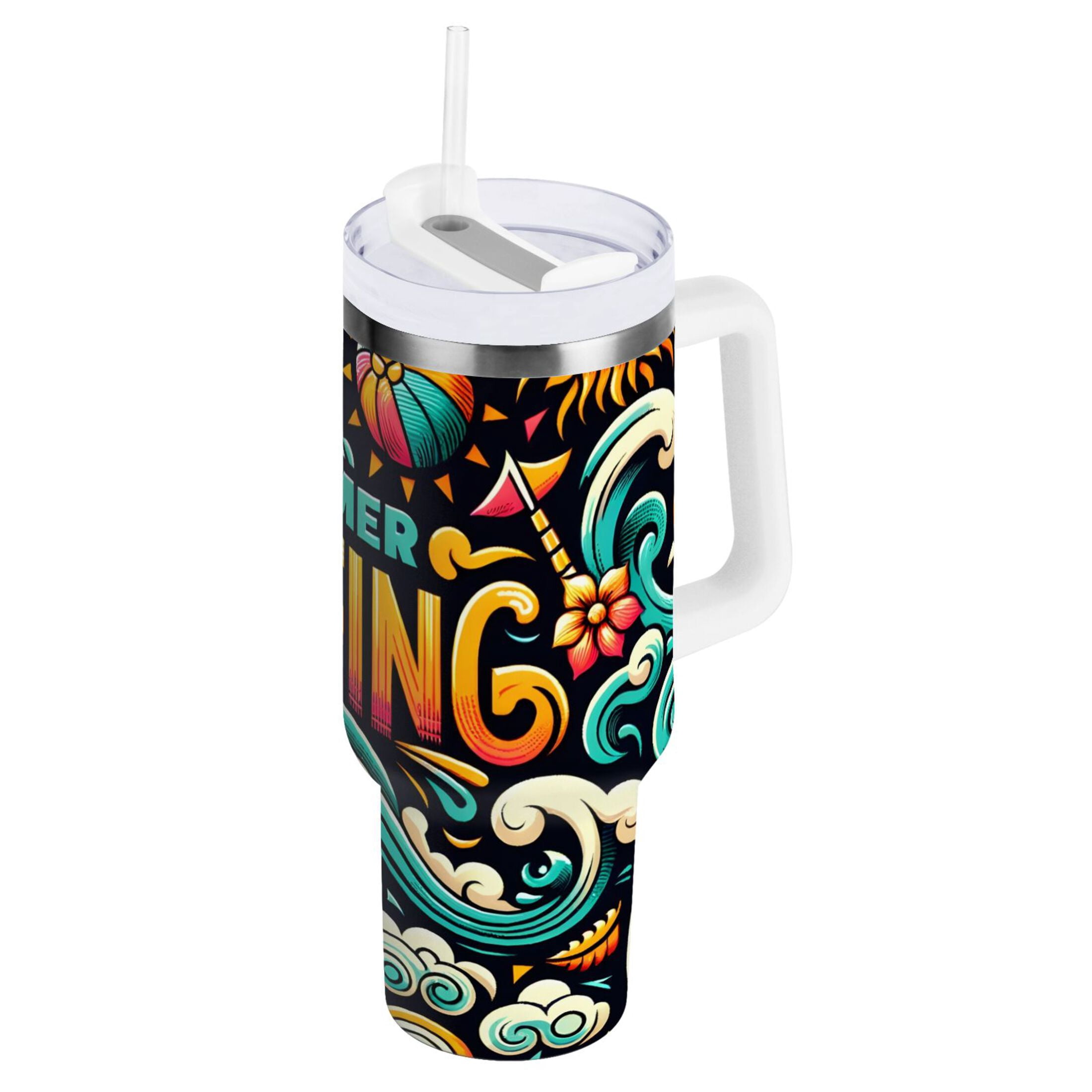 30 oz Tumbler with Handle and Straw Lid Vacuum Insulated Cup Leak-Proof ...