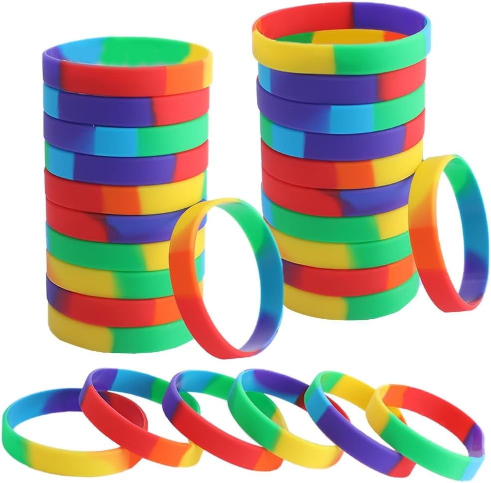 30 pc 30PCS Gay Pride Silicone Wristbands Rainbow Rubber Bracelets Bulk Gifts Pride Stuff ...