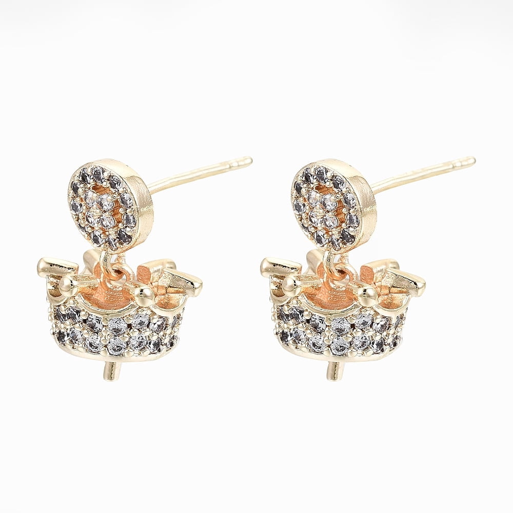30 pc Brass Micro Pave Clear Cubic Zirconia Stud Earring Findings for ...
