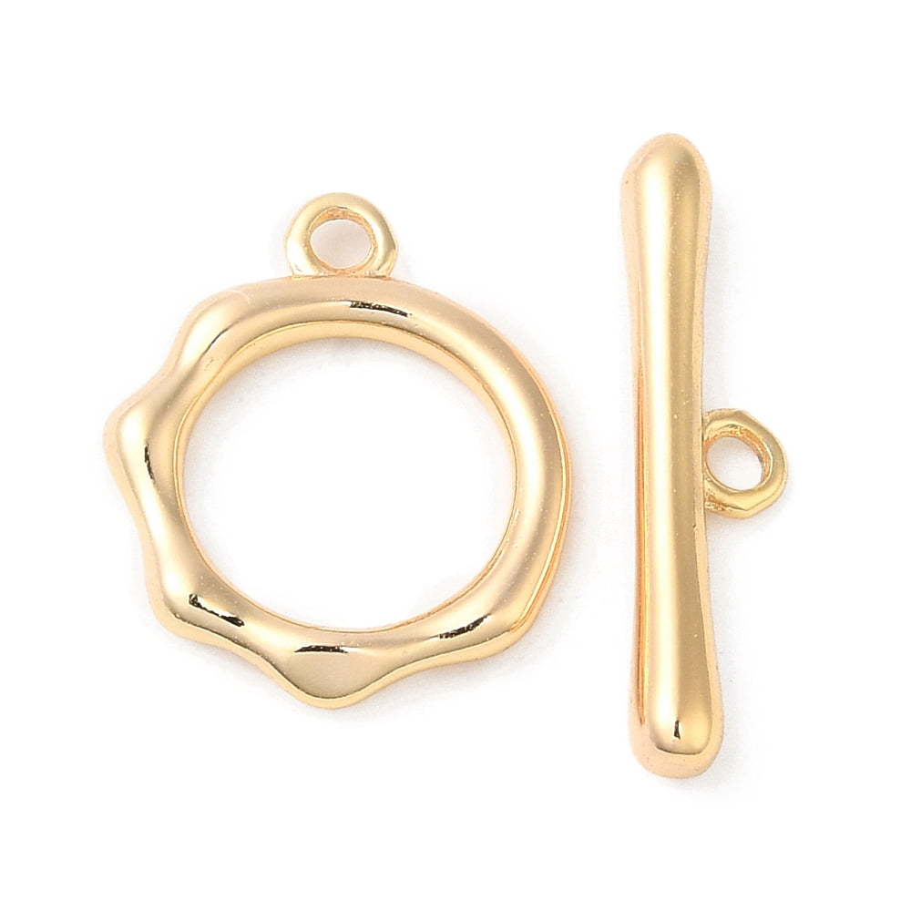 30 pc Brass Toggle Clasps Ring Real 18K golden Plated Ring: 16x13x2mm ...