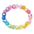 30 pc Heart & Faceted Round Acrylic Beaded Stretch Bracelets Colorful ...