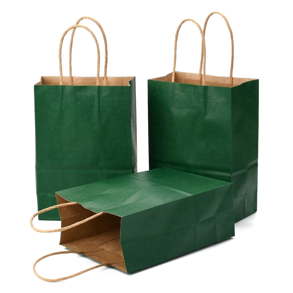 30 pc Kraft Paper Bags Gift Bags Shopping Bags with Handles Dark Green ...