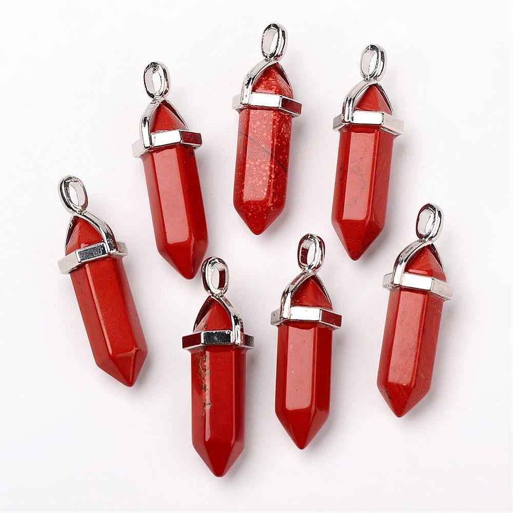 30 pc Natural Red Jasper Double Terminated Pointed Pendants with Random ...