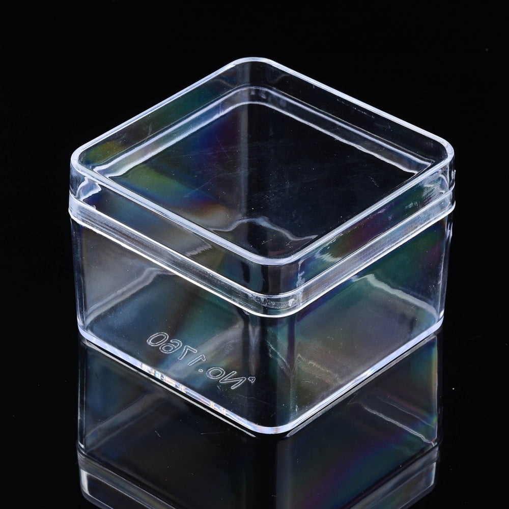 30 pc Polystyrene Plastic Bead Storage Containers Square Clear 7x7x5cm ...