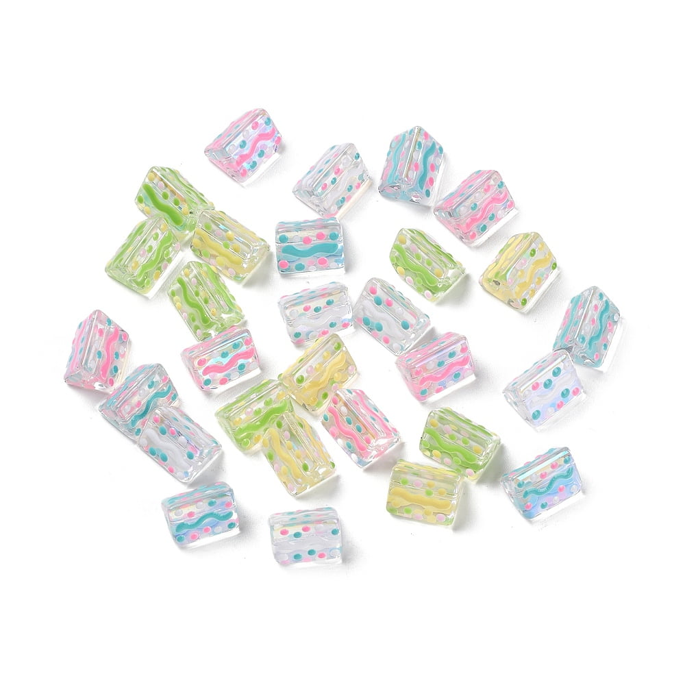 30 pc Transparent Glass Beads Hand Drawn Beads with Enamel Triangle ...