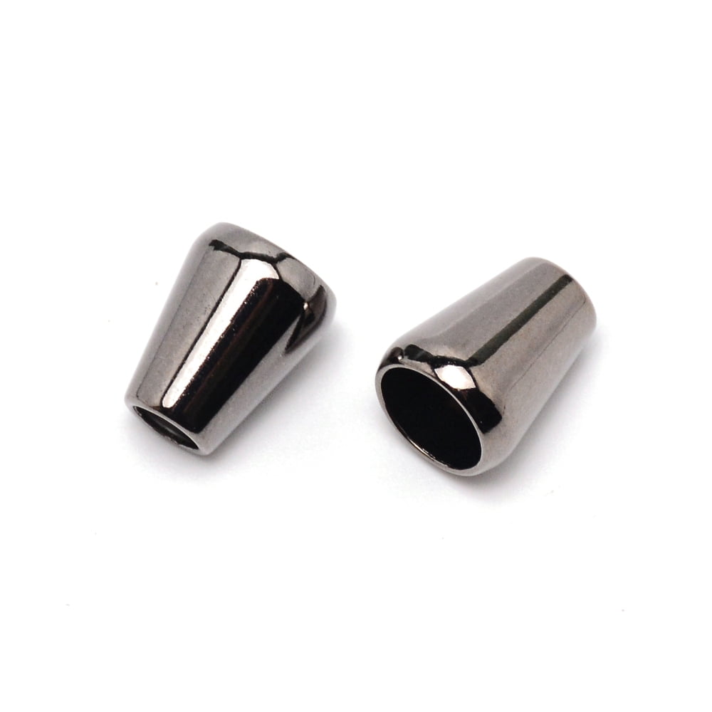 30 pc Zinc Alloy Cord Ends End Caps Cone Gunmetal 13x10.5mm Hole: 5mm ...