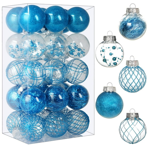 30 pcs 2.36 Inch Light Blue Clear Christmas Ball Ornaments Set ...