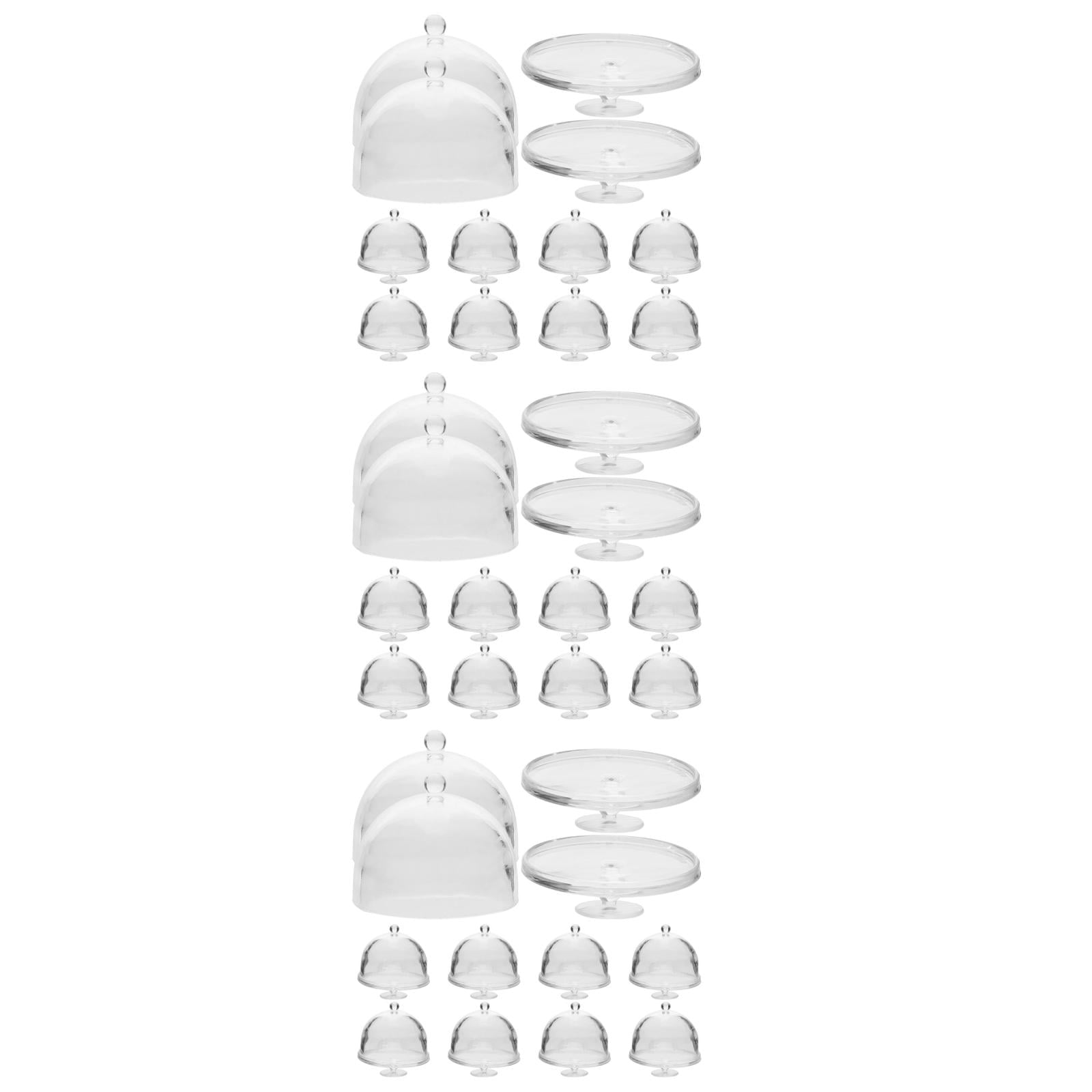 30 pcs Clear Plastic Mini Cake Stand with Dome Cover Mini House Mini ...