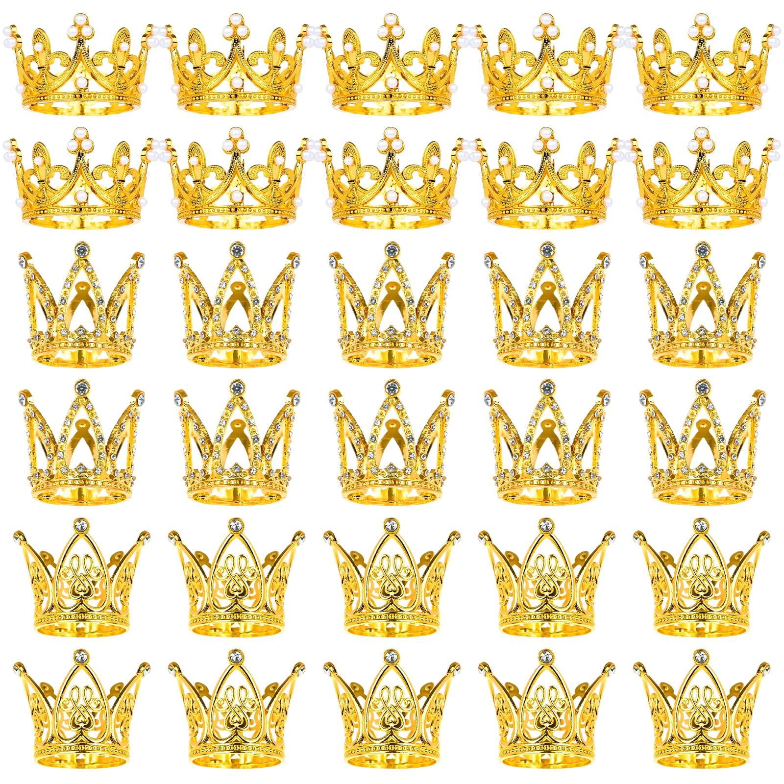 30 pcs Crowns for Flower Bouquets Gold Crown Cake Topper Mini Crown for ...
