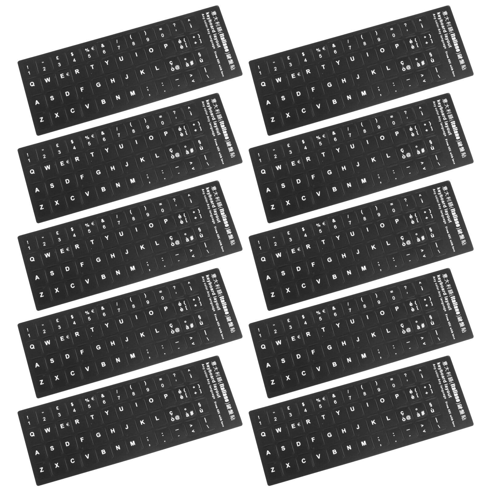 30 pcs Keyboard Stickers Black Background with White Lettering Keyboard ...