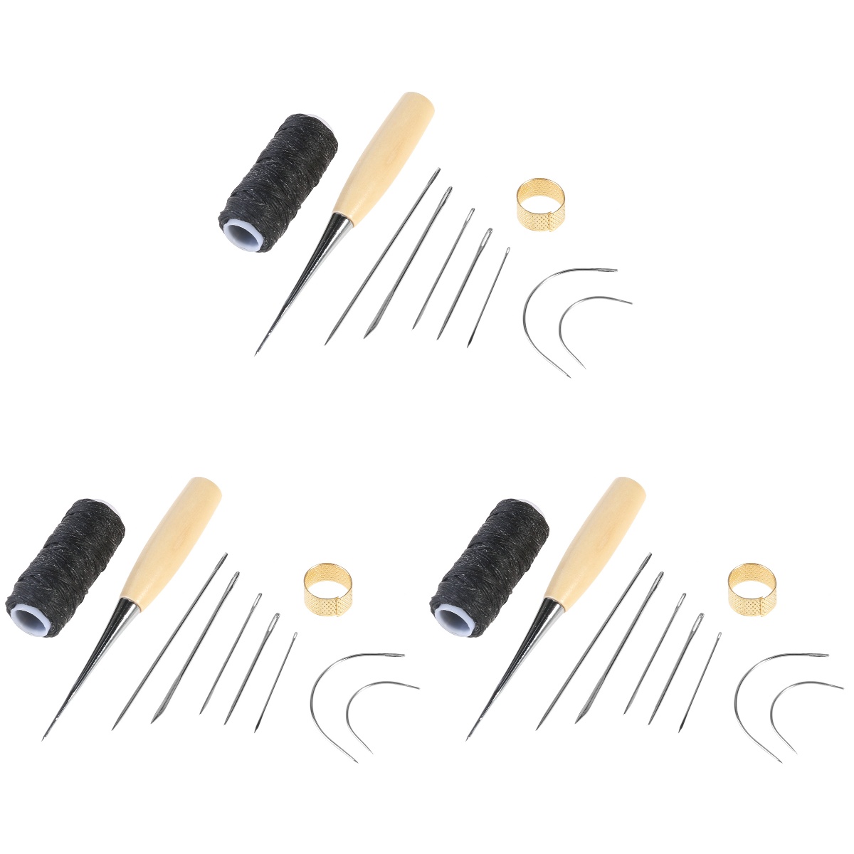 30 pcs Leather Sewing Needles Stitching Awl Needle Set Thread Thimbles ...