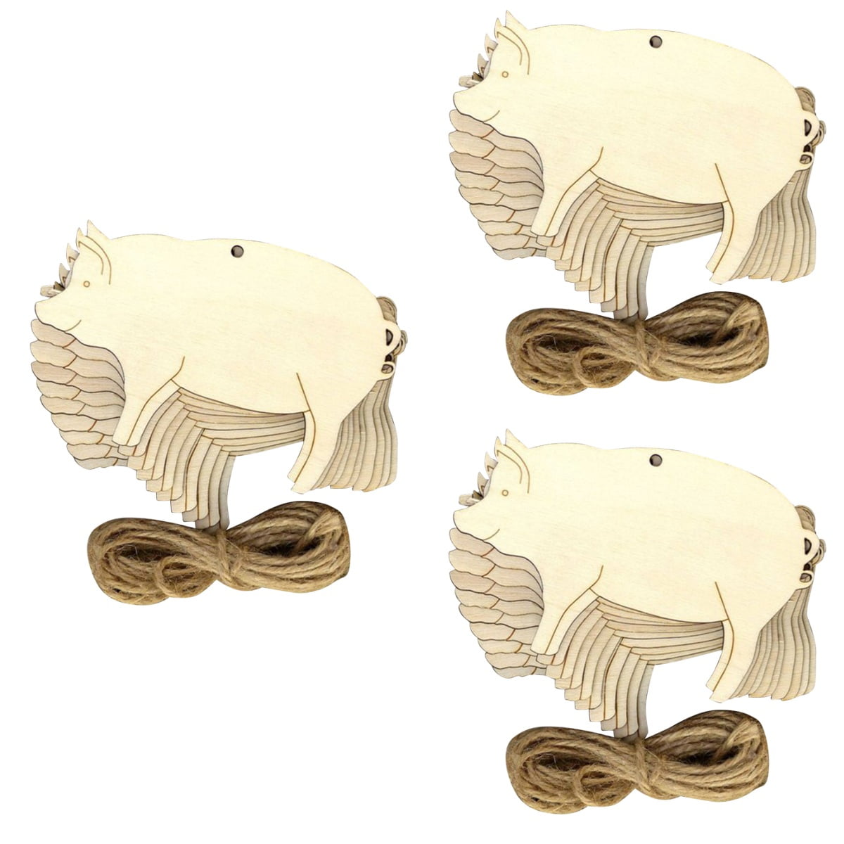 30 pcs Pig Shape Wood Pig Wooden Cutout Shape Blank Wood Gift Tags ...