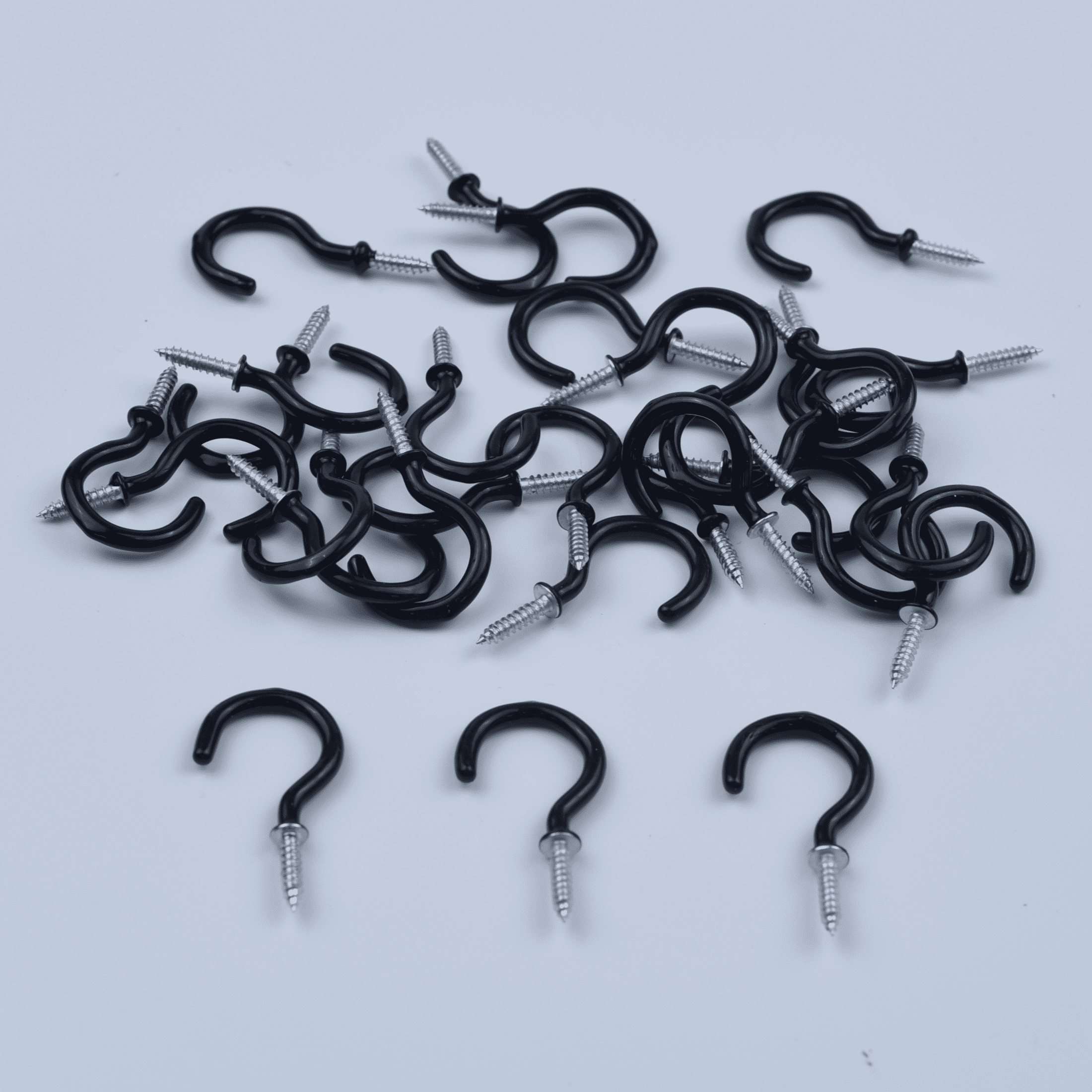30 pcs Screw in Hooks, Cup Hooks 2 inch, Black Plastic Coated Heavy ...