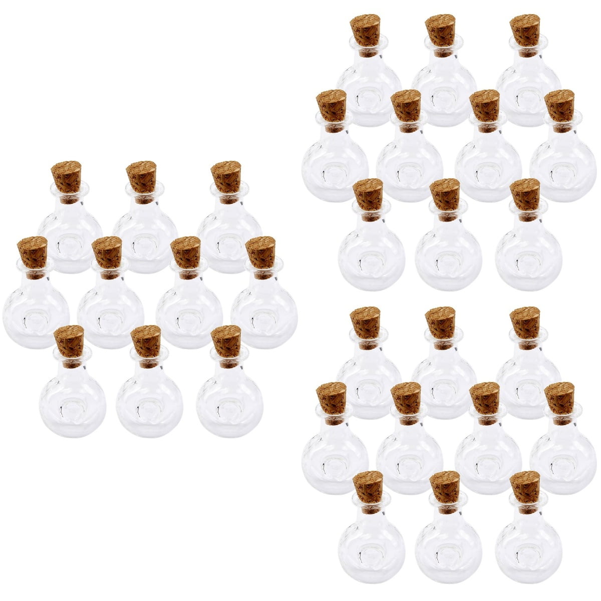 30 pcs Winebottle Shape Mini Glass Bottles Jars with Cork Wish Note ...