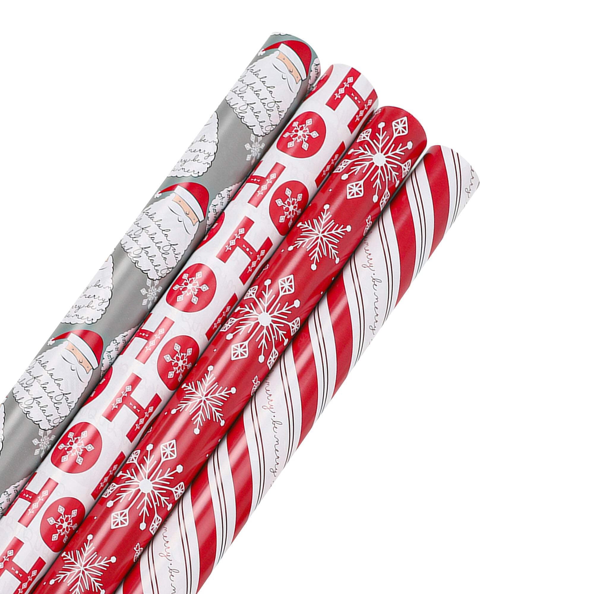 LaRibbons 30\ x 10' Christmas Reversible Wrapping Paper Bundle (4-pack ...
