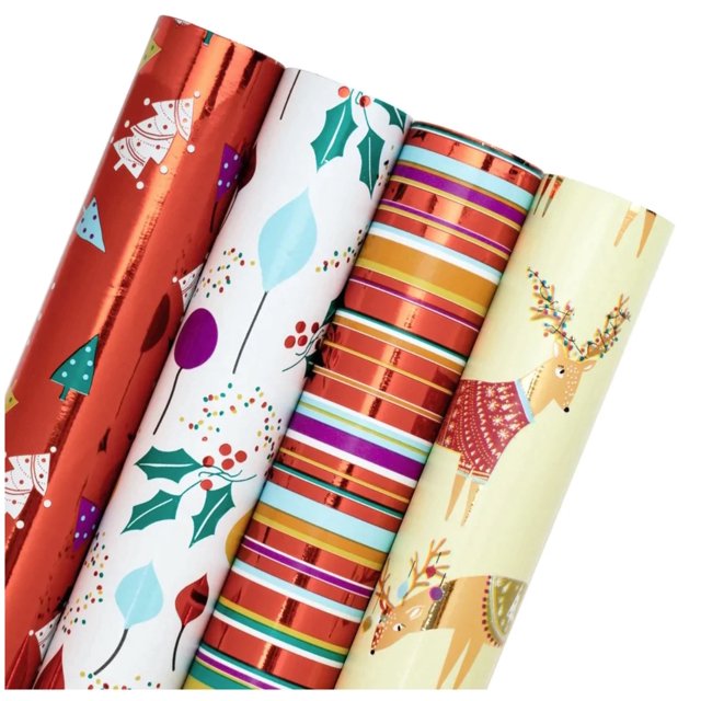 30" x 10' Wrapping Paper Bundle (4-pack) | Holiday Fiesta Printed ...
