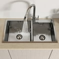 30" x 17" Double Bowl Drop In Sink, Kitchen Sink Top Mounted 304 ...