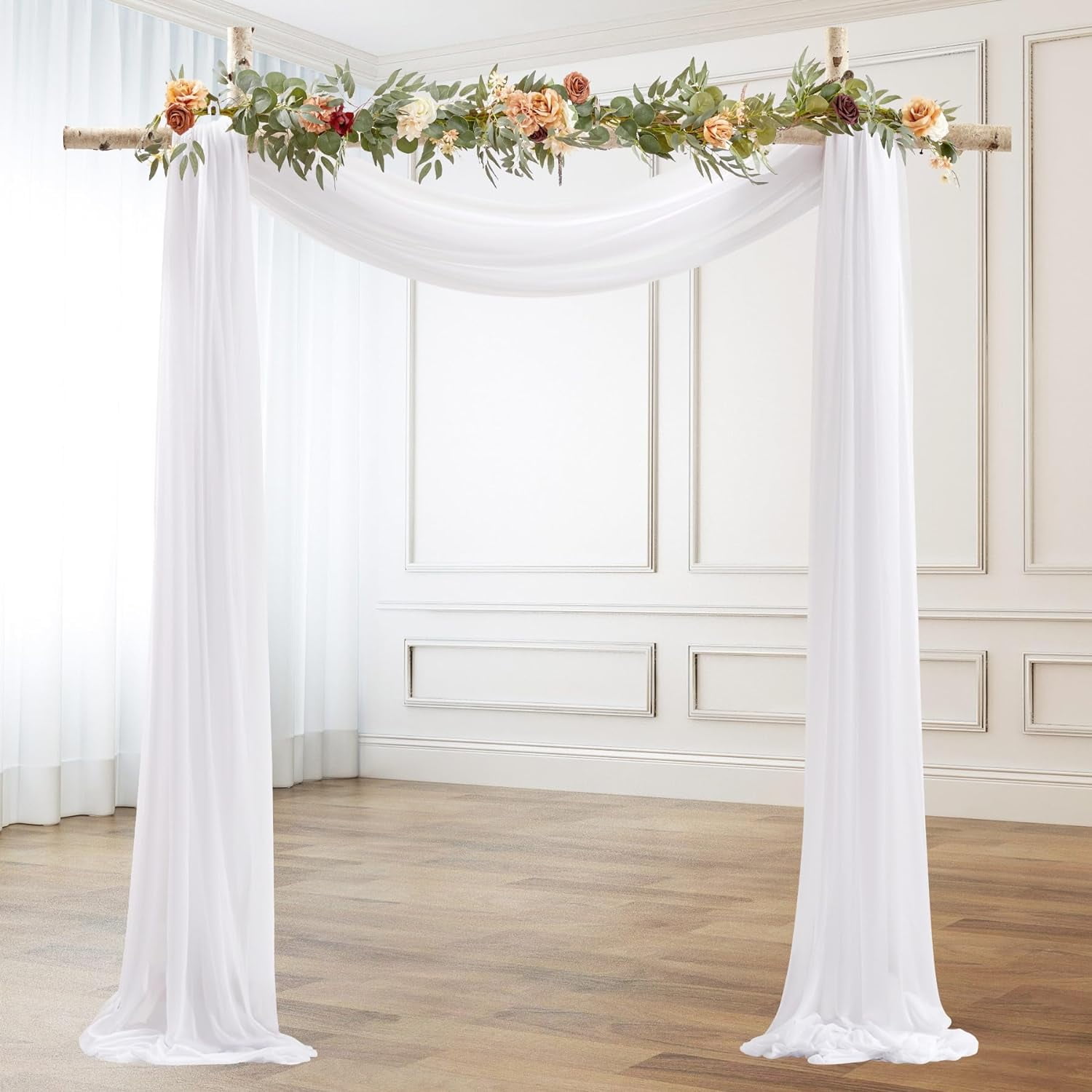 ‌30" x 20ft White Sheer Wedding Arch Drapes - Extra Wide Backdrop ...