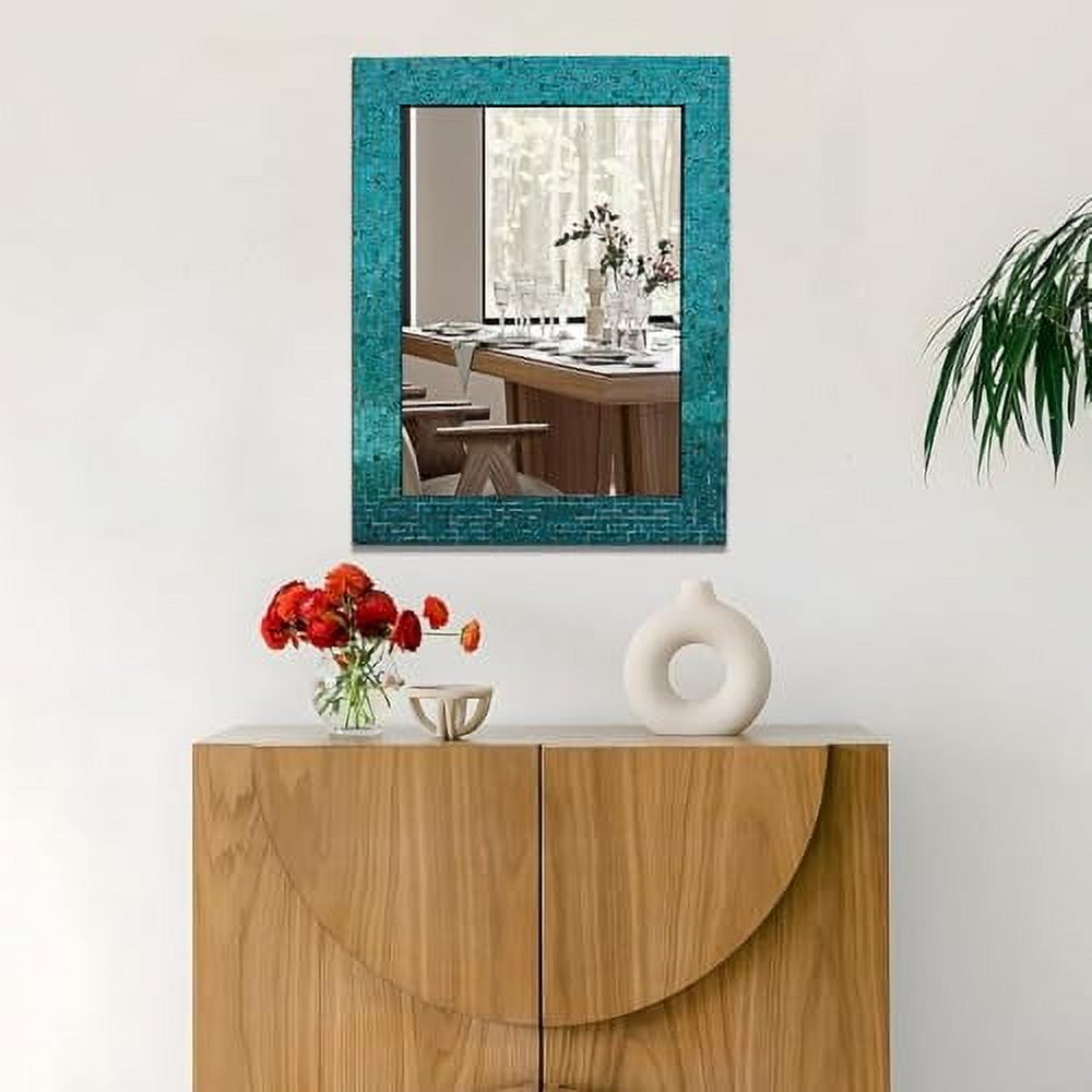 30" x 24" Glass Mosaic Framed Decorative Wall Mirror, Handmade Eclectic ...