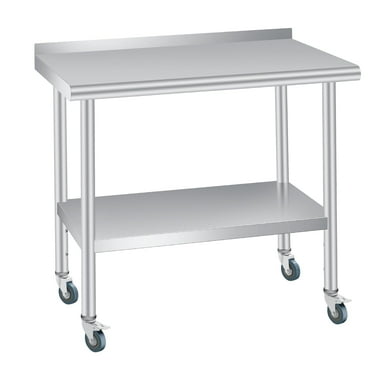 ModFusion 3-Tier Stainless Steel Work Table 36"x24" with Wheels, Hooks ...