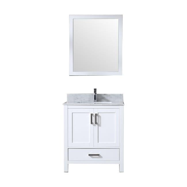 30 x 28 in. Jacques Single Vanity Set with Carrera Marble Top Ceramic ...