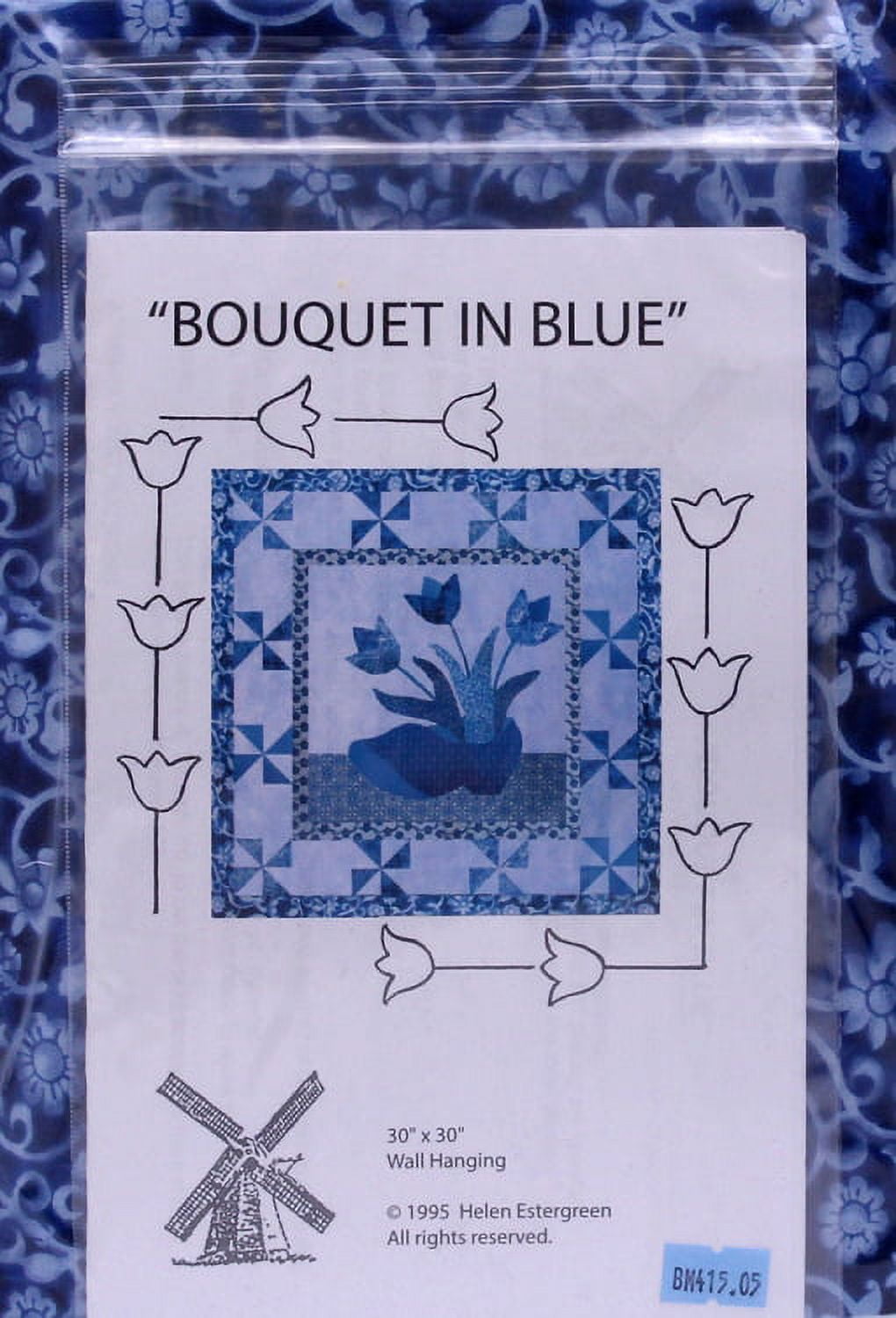 30"x 30" Bouquet in Blue Quilt Kit - Dutch Wooden Shoe Tulips Flowers ...