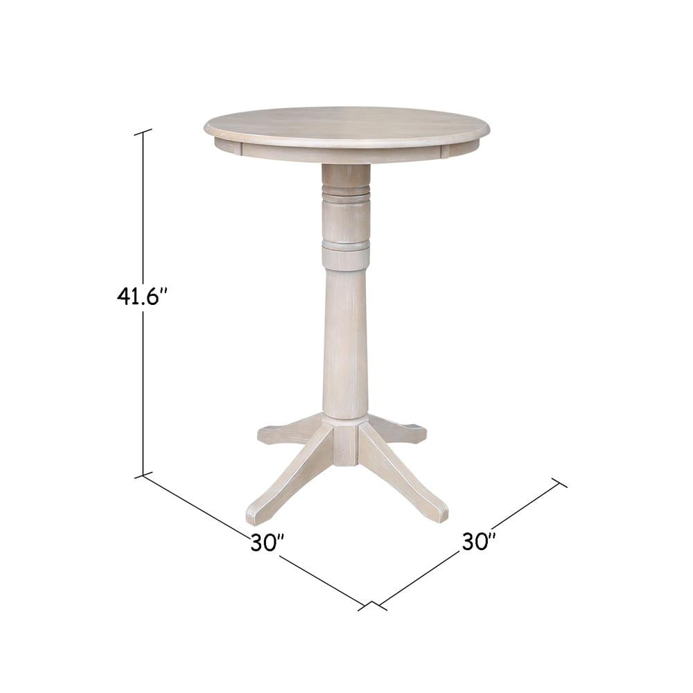 30" x 30" Solid Wood Round Pedestal Dining Table in Washed Gray Taupe ...