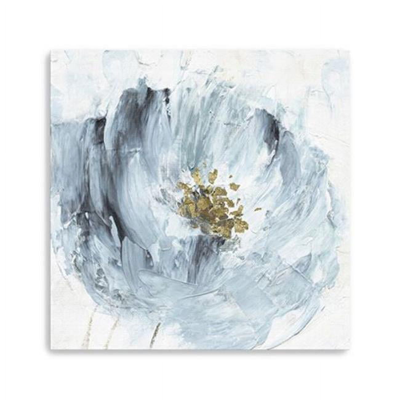 30" x 30" Watercolor Abstract Gray Blue Flower Canvas Wall Art ...