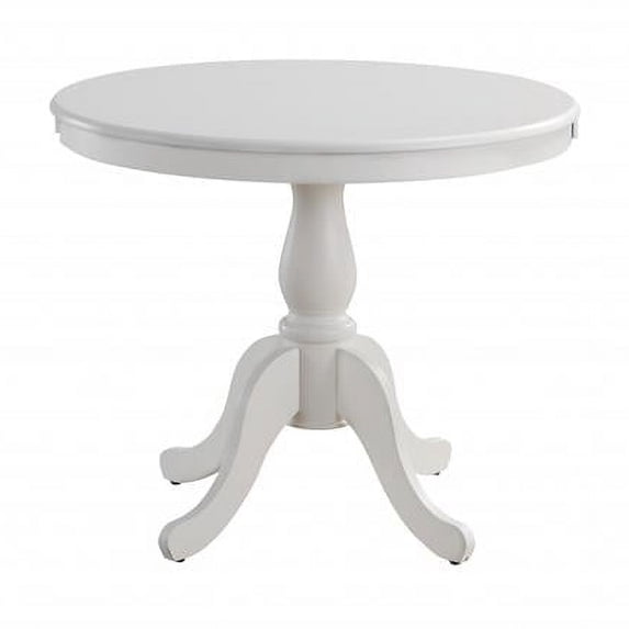 30 x 30 x 30 in. White Round Turned Pedestal Base Wood Dining Table ...