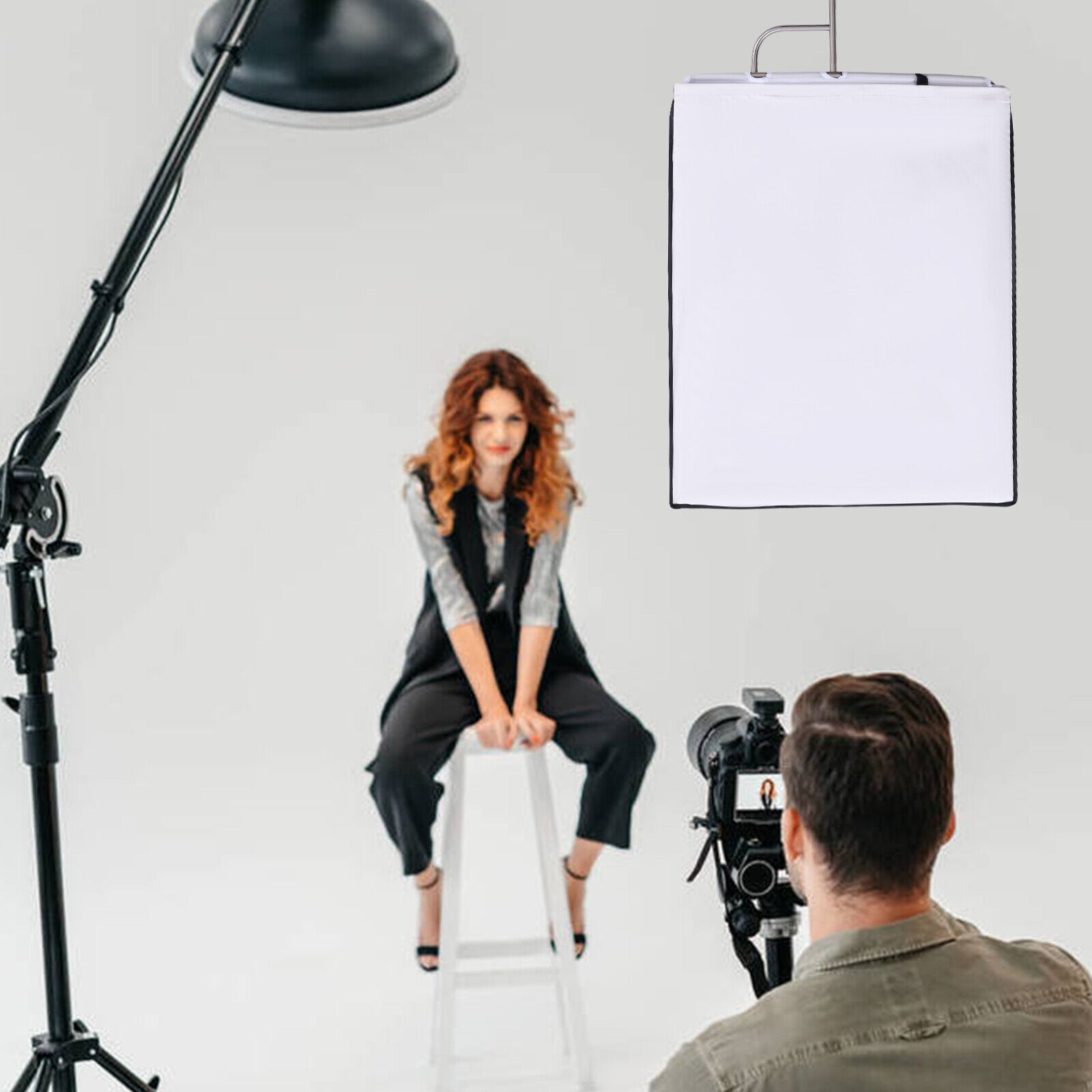 30"x 35" Light Reflector Flag with Metal Frame, 5-in-1 Cover Cloth and ...