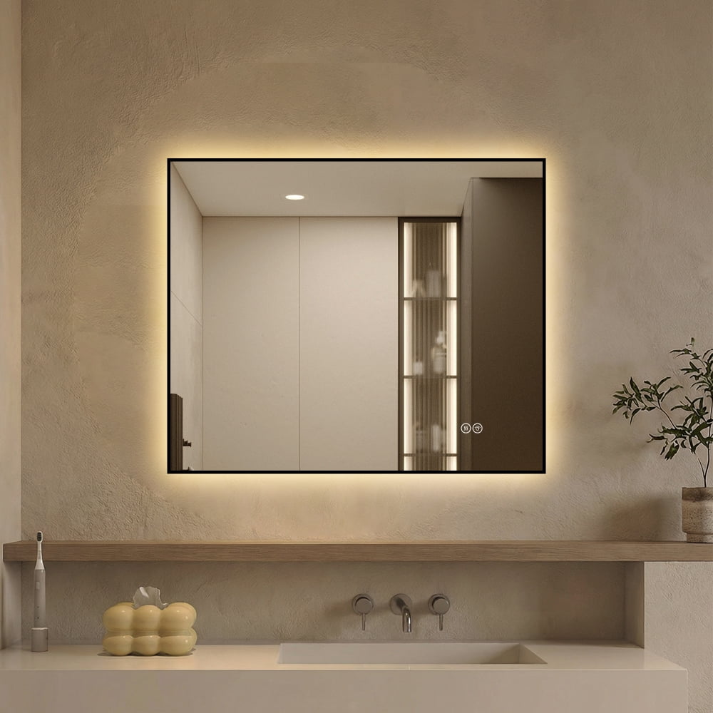 30" x 36" LED Bathroom Mirror, Aluminum Frame Backlit Vanity Mirror ...